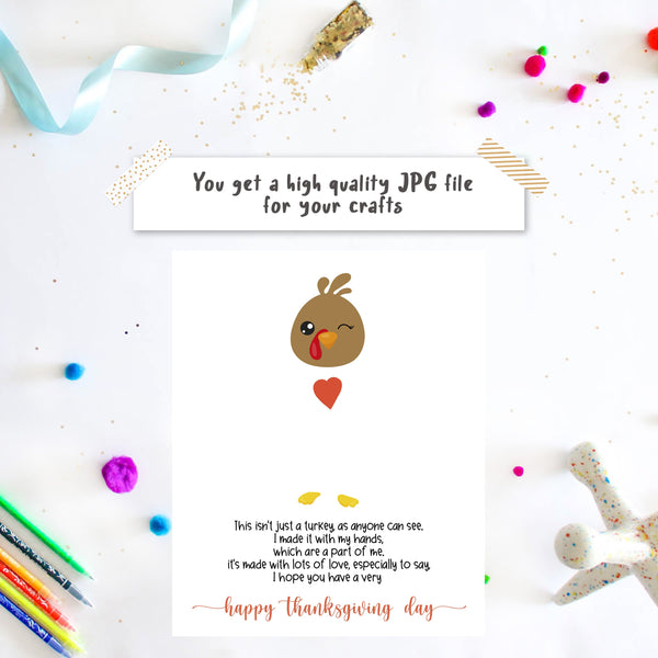 Turkey Poem Handprint Art - Crafts Thanksgiving – AlniPrints