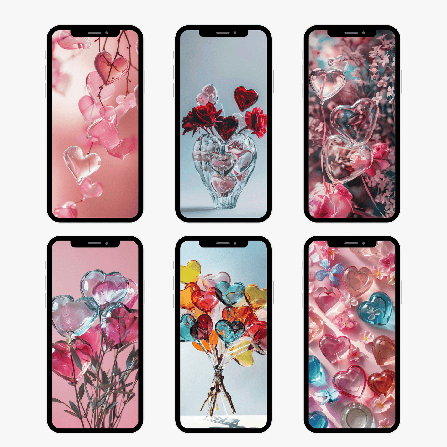 iPhone Wallpaper Collection (Set of 6) - Spring Hearts Wallpaper ...