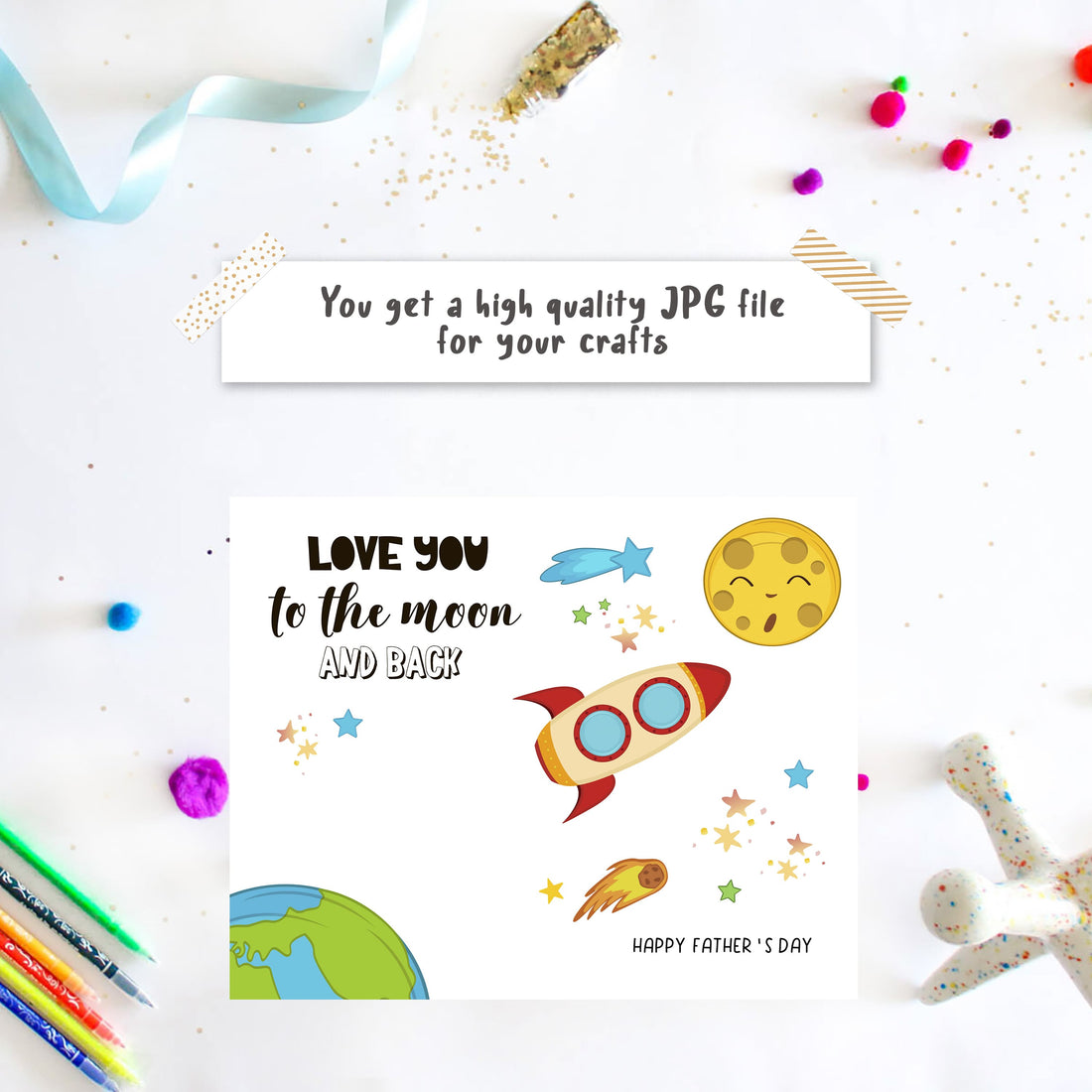 Father's day handprint craft - Love you to the moon and back – AlniPrints