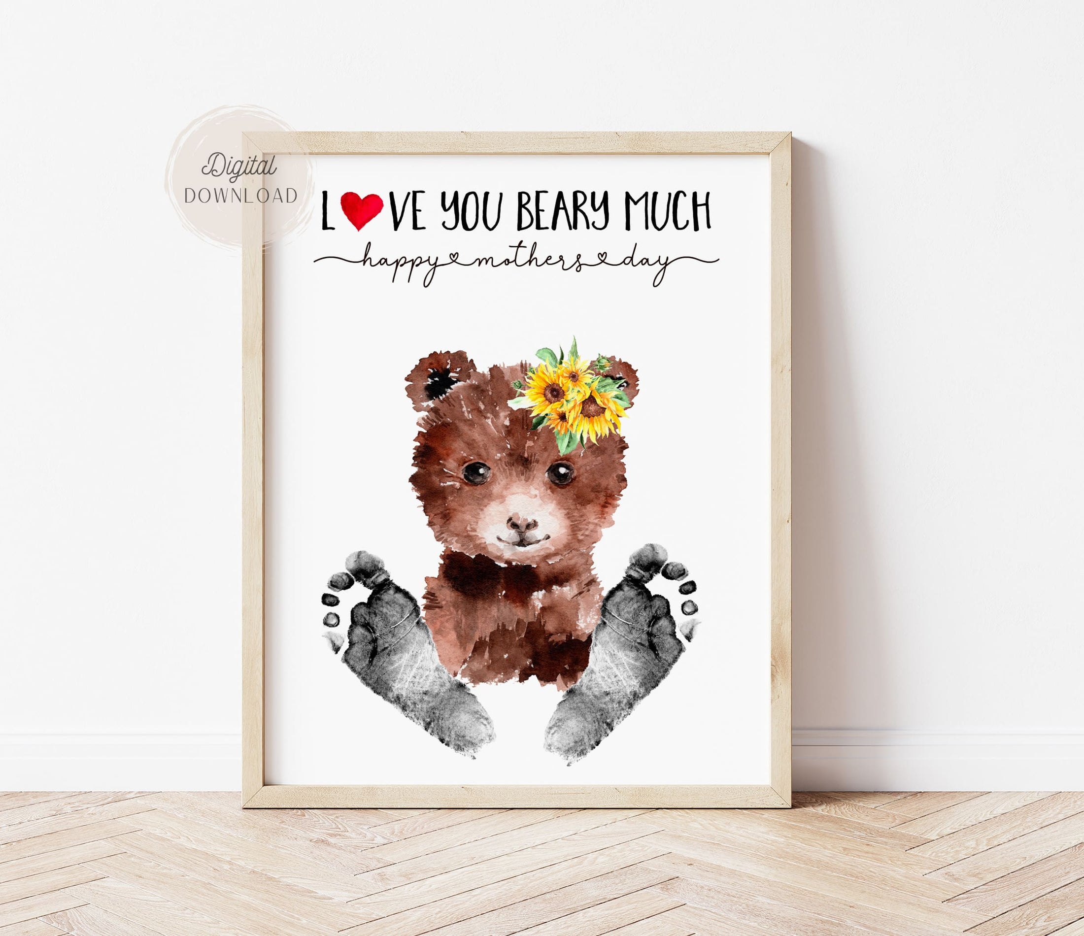 Footprint art for Mother's Day - Love you beary much – AlniPrints