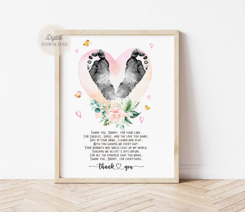 Nanny appreciation poem - Infant feet print art – AlniPrints