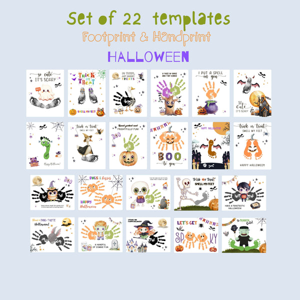 Halloween Handprint & Footprint Template Set – 22 Printable Crafts for ...