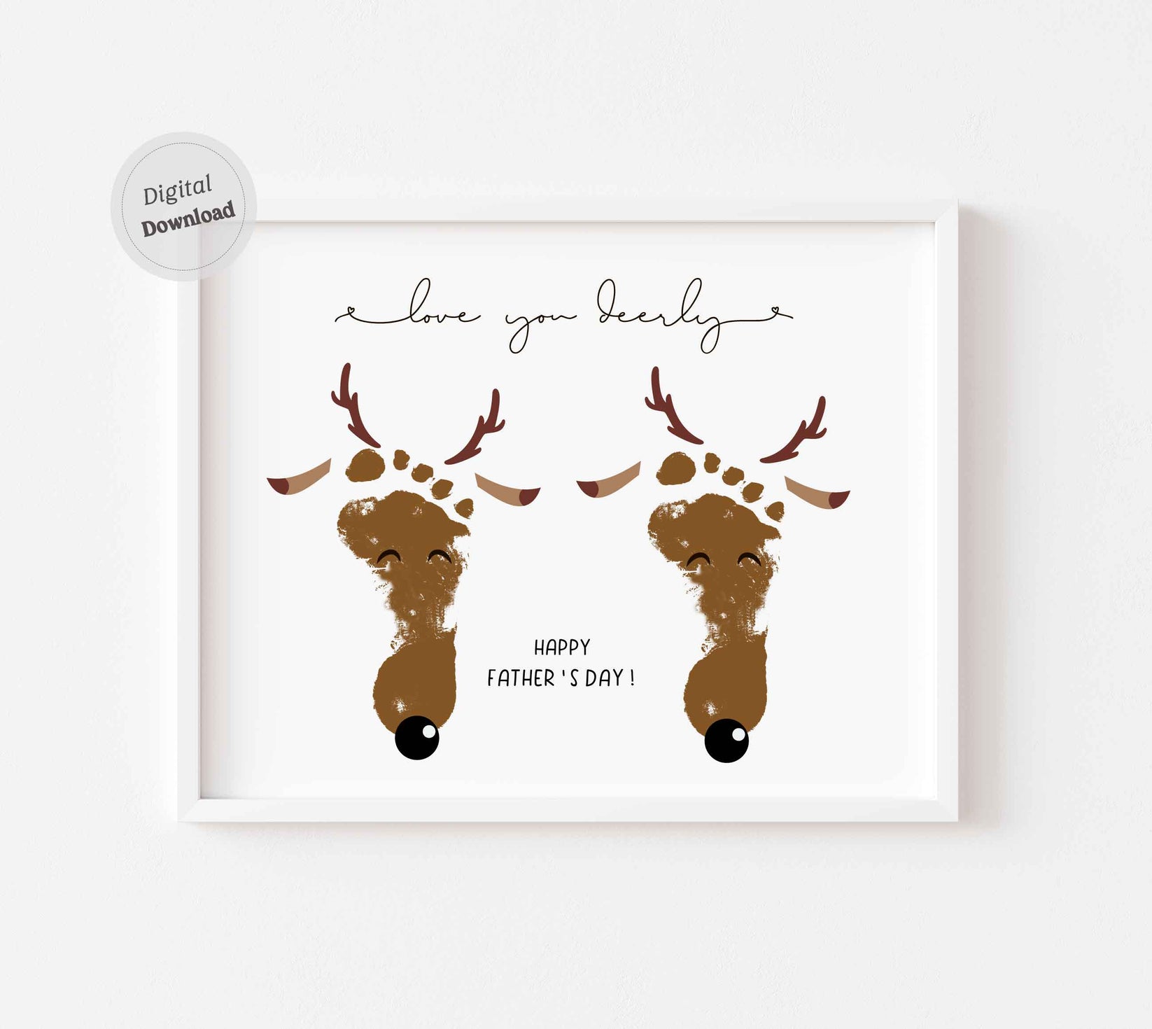 Love You Deer-ly Deer Father's Day Footprint Art Printable – AlniPrints