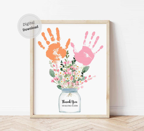 Thank You For Helping me Grow - Handprint flowers art – AlniPrints